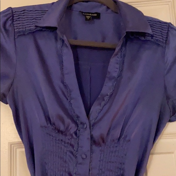 bebe | Tops | Authentic Bebe Purple Silk Blouse | Poshmark